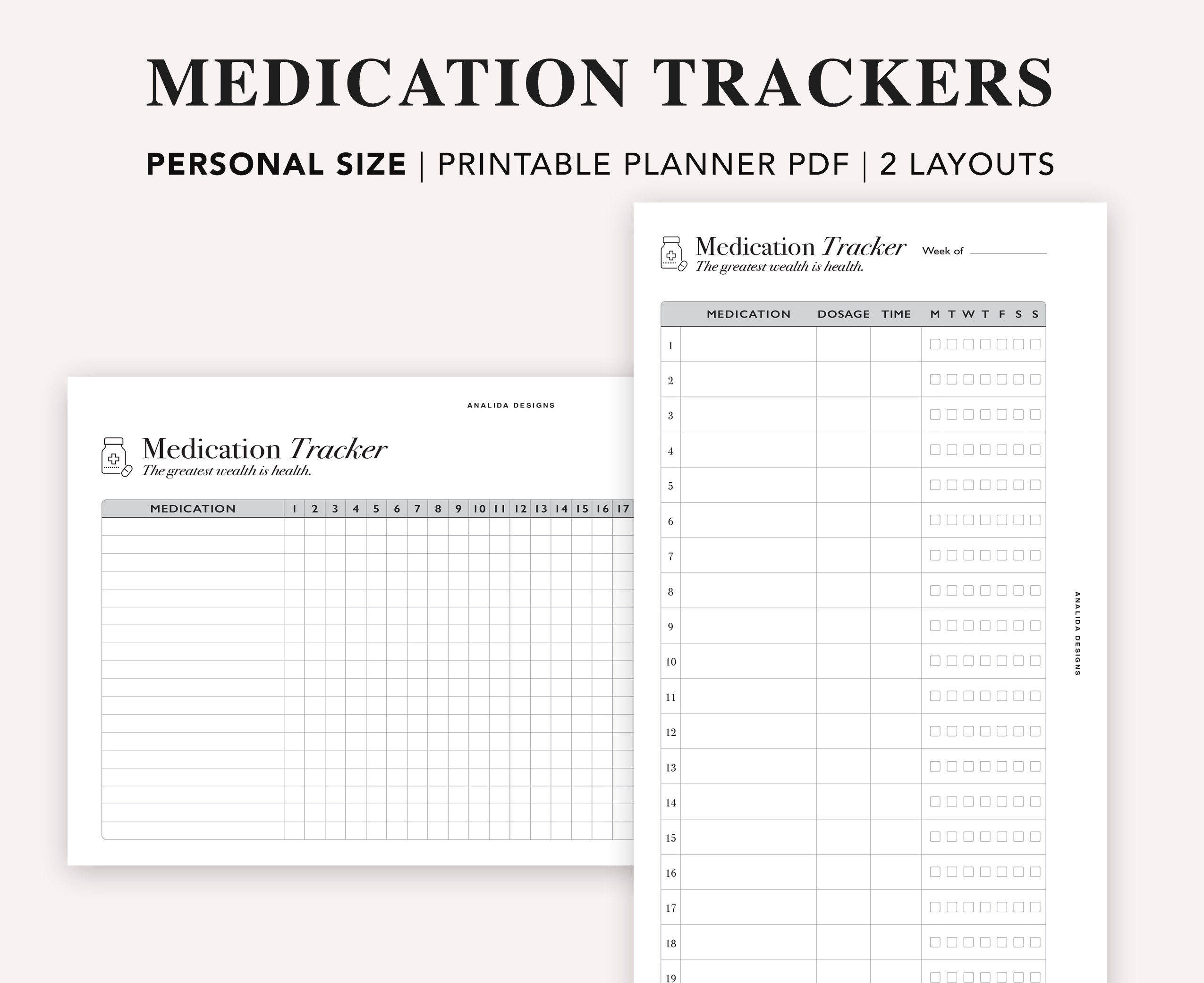 PERSONAL Medication Chart Printable Medication Tracker - Etsy