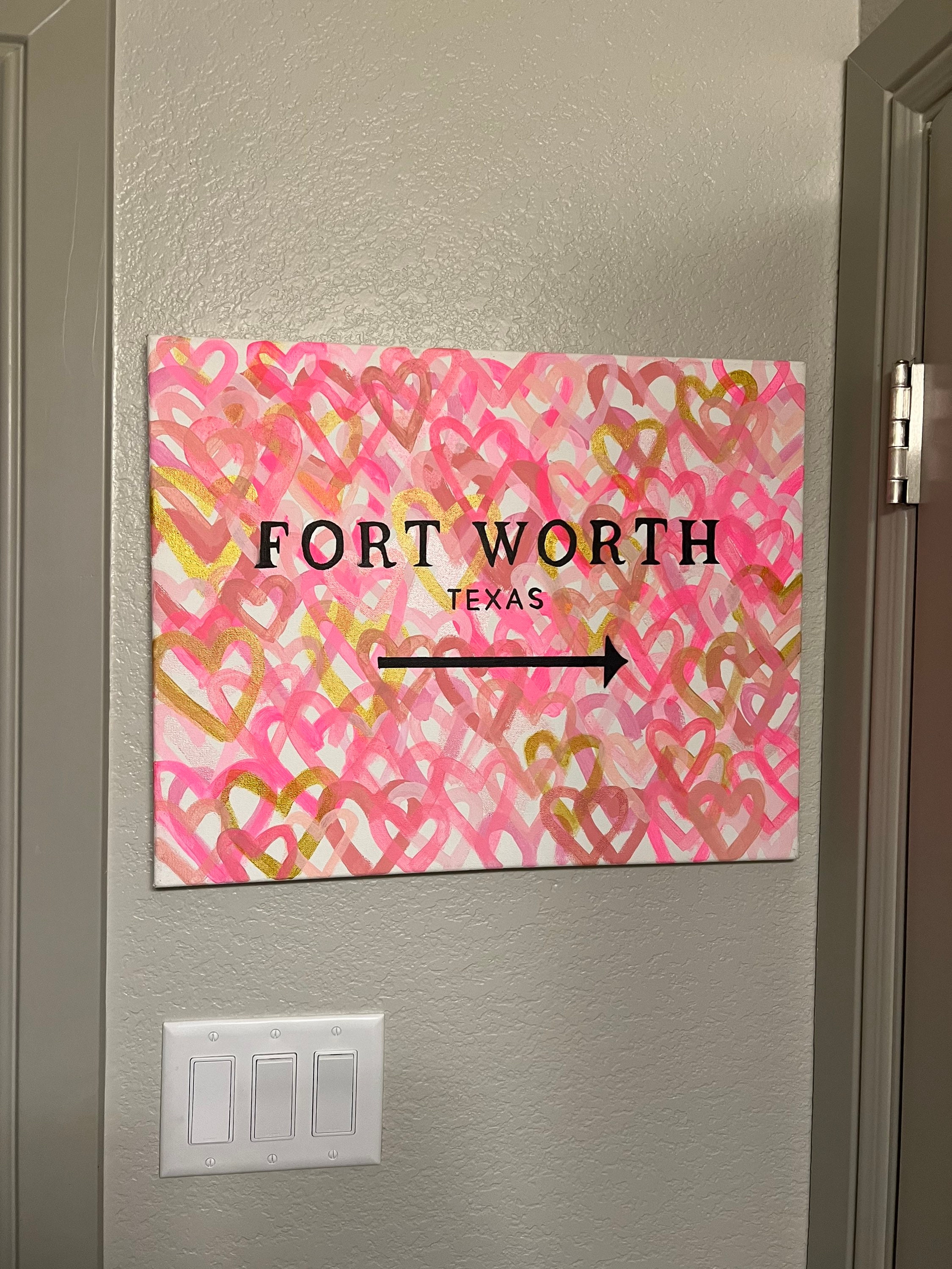 Custom Location Wall Art Canvas Painting Preppy Heart 16x20 - Etsy