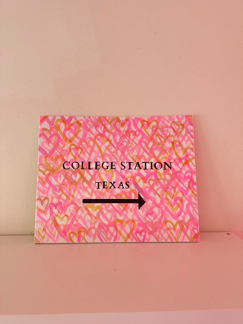 Custom Location Wall Art Canvas Painting Preppy Heart 16x20 - Etsy