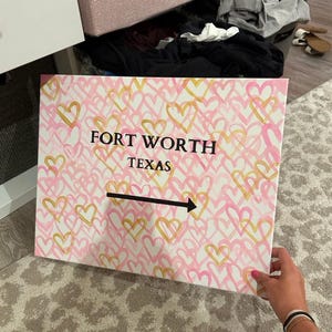 Custom Location Wall Art Canvas Painting Preppy Heart 16x20 - Etsy