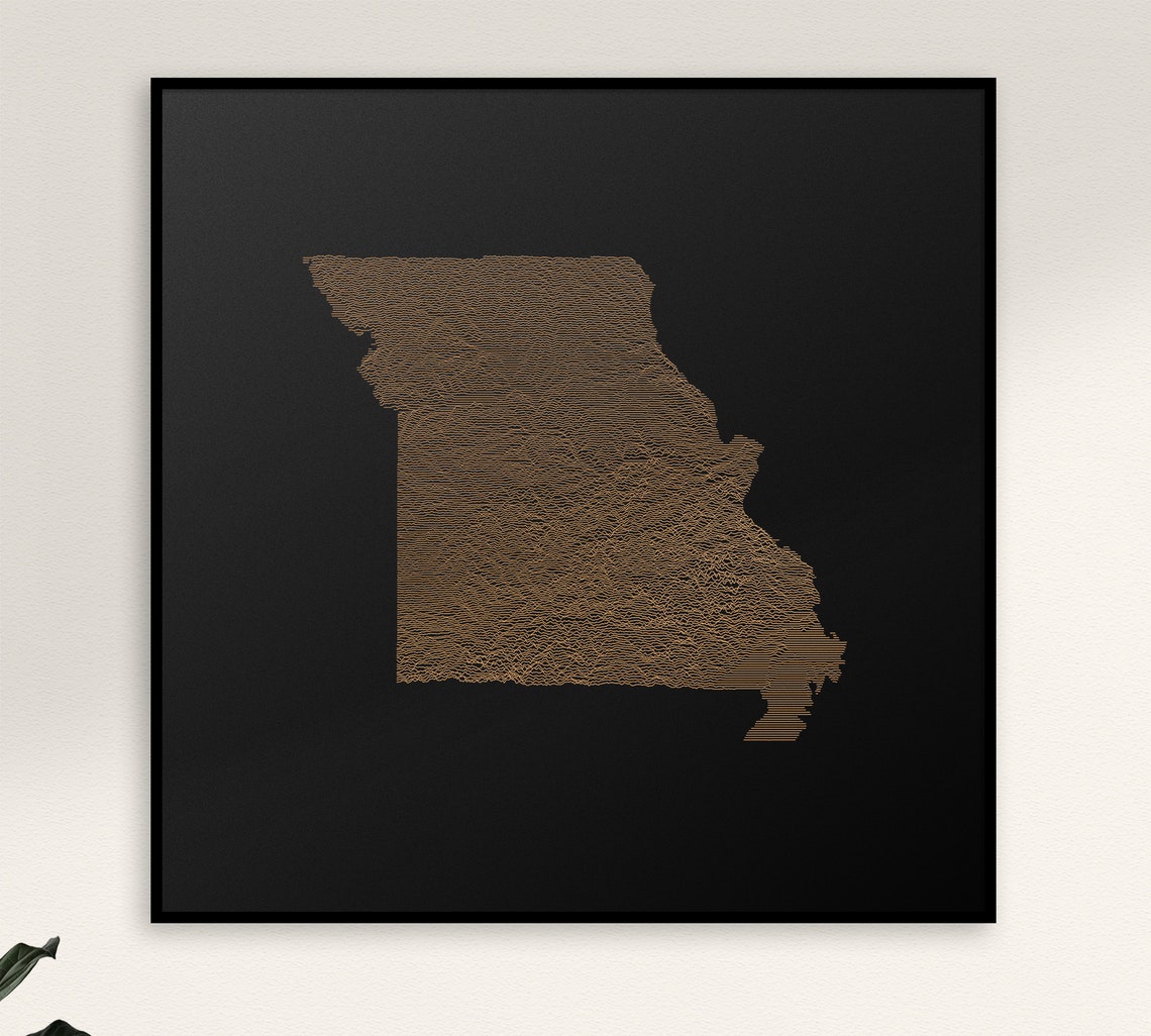 Missouri topographic map print personalized Missouri gold | Etsy