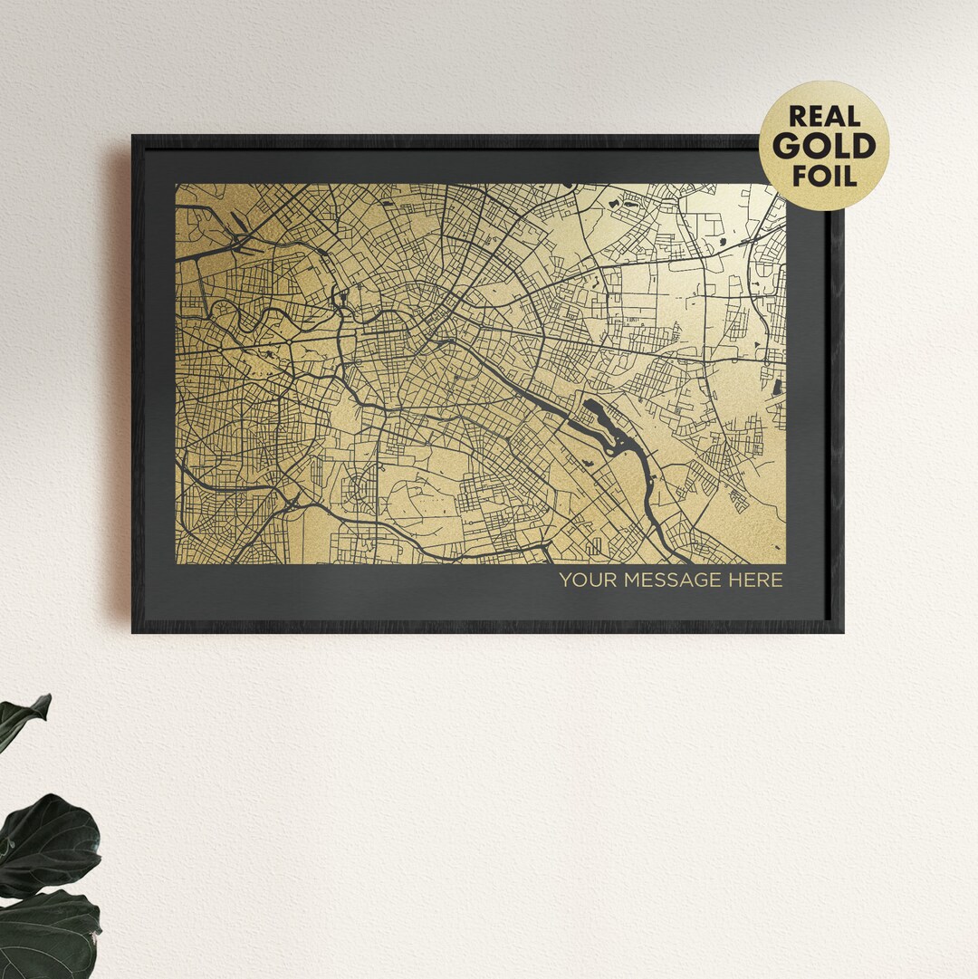 Any City Map FOIL PRINT Custom Map Print Personalized Map Custom City ...