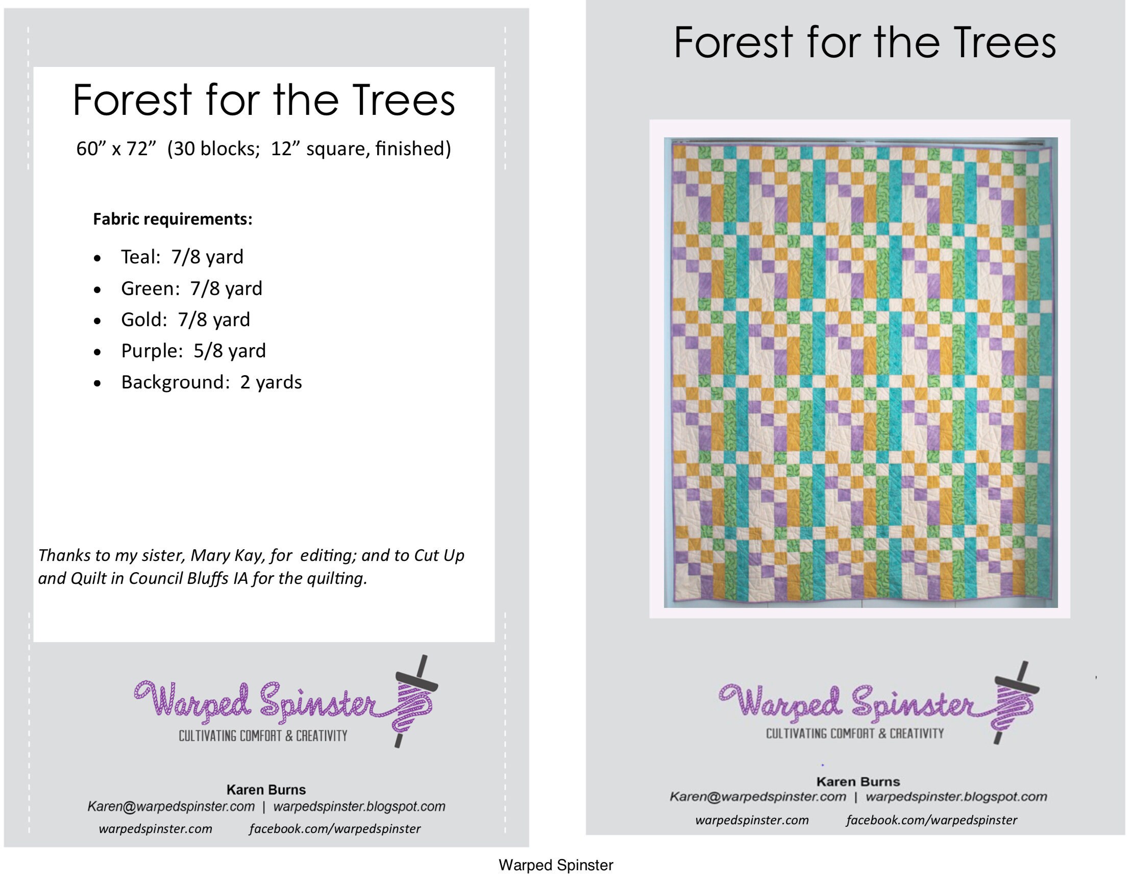 Quilt Pattern "forest for the Trees" - Etsy
