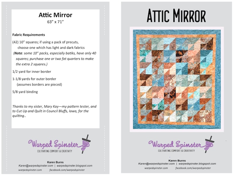 Quilt Pattern "attic Mirror" PDF Download - Etsy