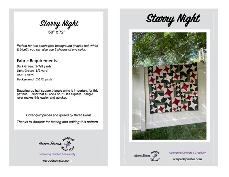 Starry Night Quilt Pattern Downloadable PDF - Etsy