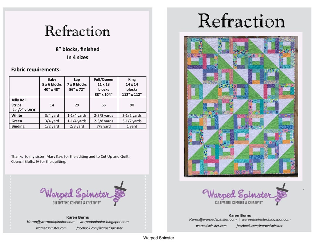 Quilt Pattern "refraction" PDF Digital Download - Etsy