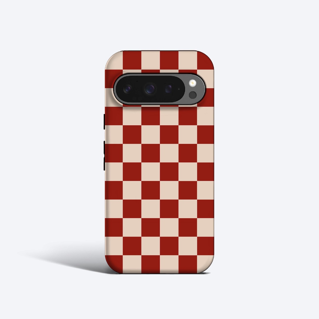 RED and CREAM CHECKERBOARD Phone Case | Retro Red and Cream Check ...