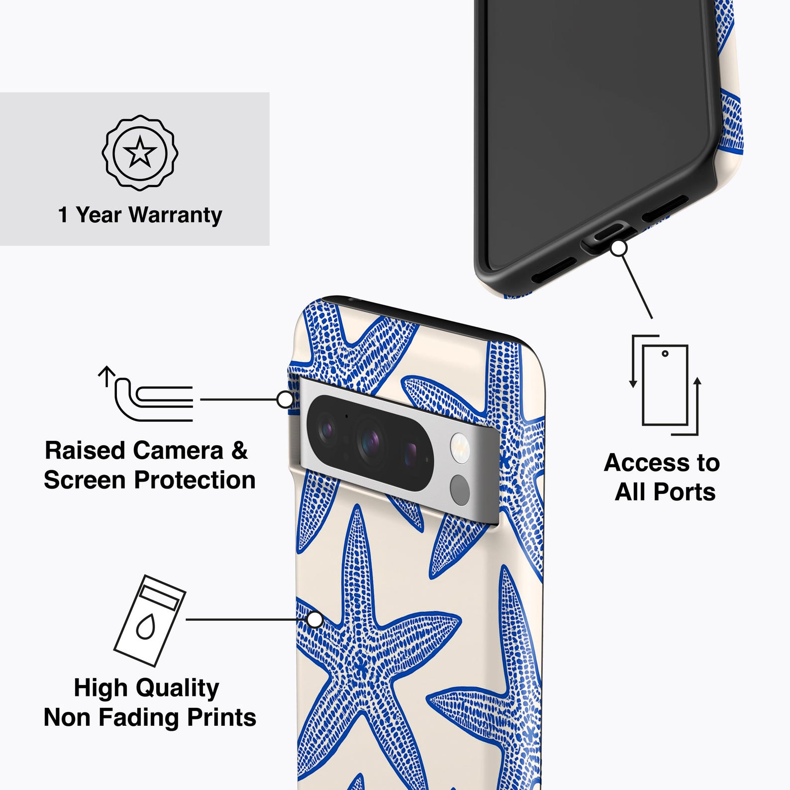Blue Starfish Phone Case - Sea Life Print With Ocean Vibes, for Pixel 9 ...