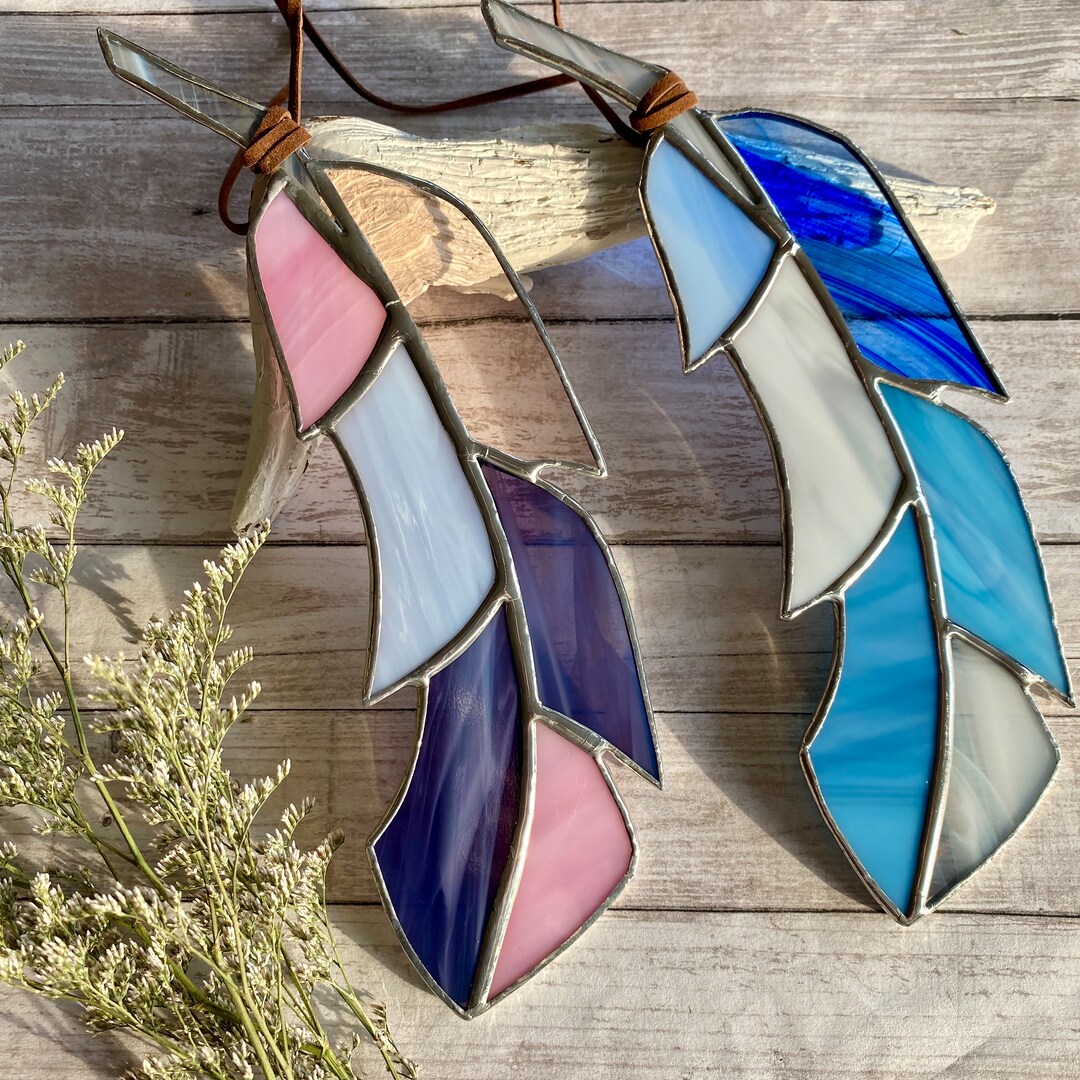 Stained Glass Feather/ Boho Chic/ Spirit Feathers/ Bird Feather ...