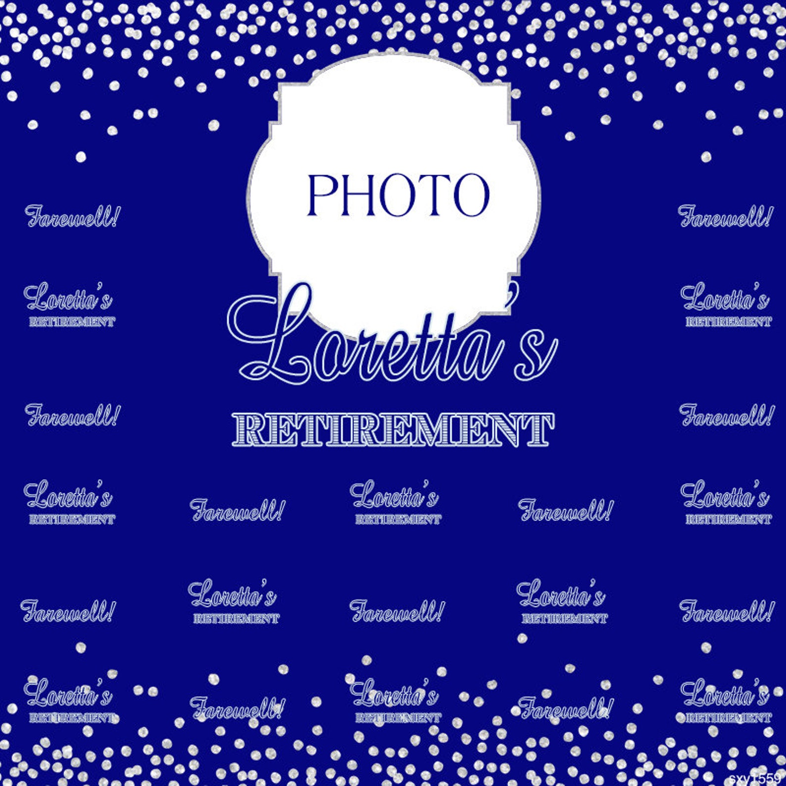 Retirement BackdropBlue And White Custom BackdropSilver Dots | Etsy