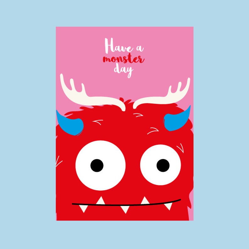 Postkaart Have a Monster Day - Etsy