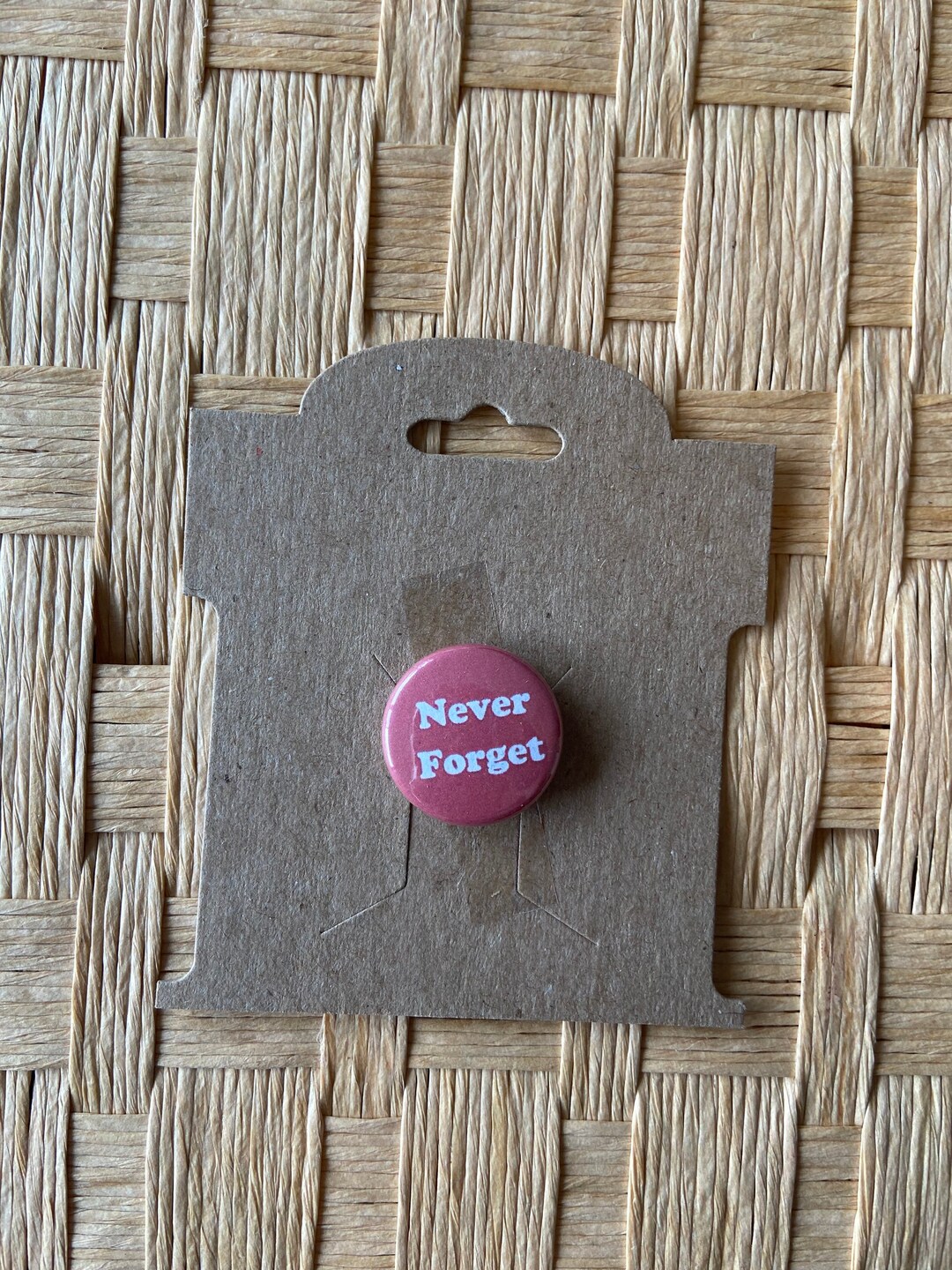 Never Forget Veteran Military Red and White One Inch Pinback Badge ...