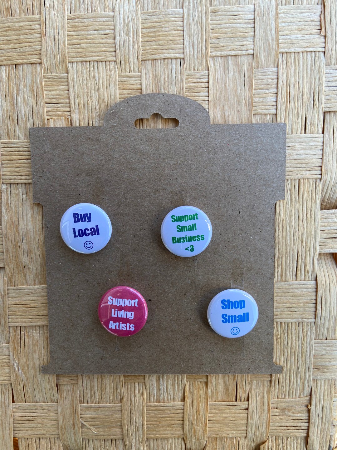 Set of 4 Shop Small Button Bundle Bright and White One Inch Pinback ...