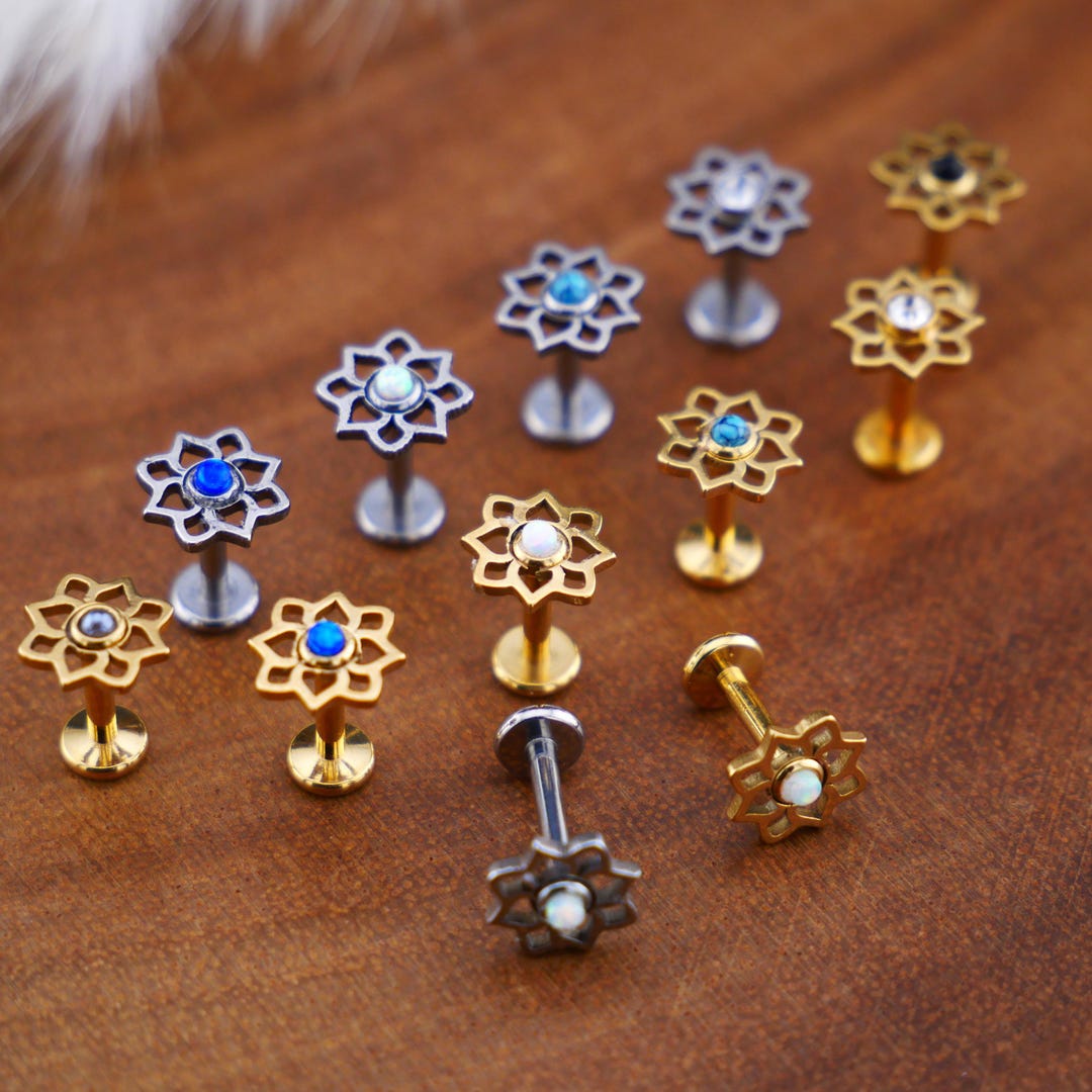Piercing Plug Labret Made of Surgical Steel and Gemstone - 1Q/02 - Etsy