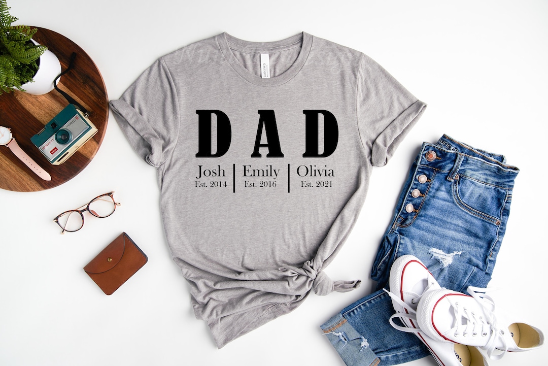 Custom Dad Shirt, Dad Shirt With Kids Name, Father's Day Shirt ...