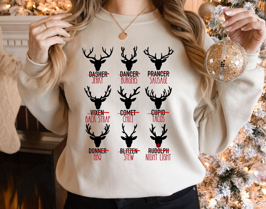 Santa's Reindeer Cuts of Meat Sweater, Christmas Sweatshirt, Christmas ...