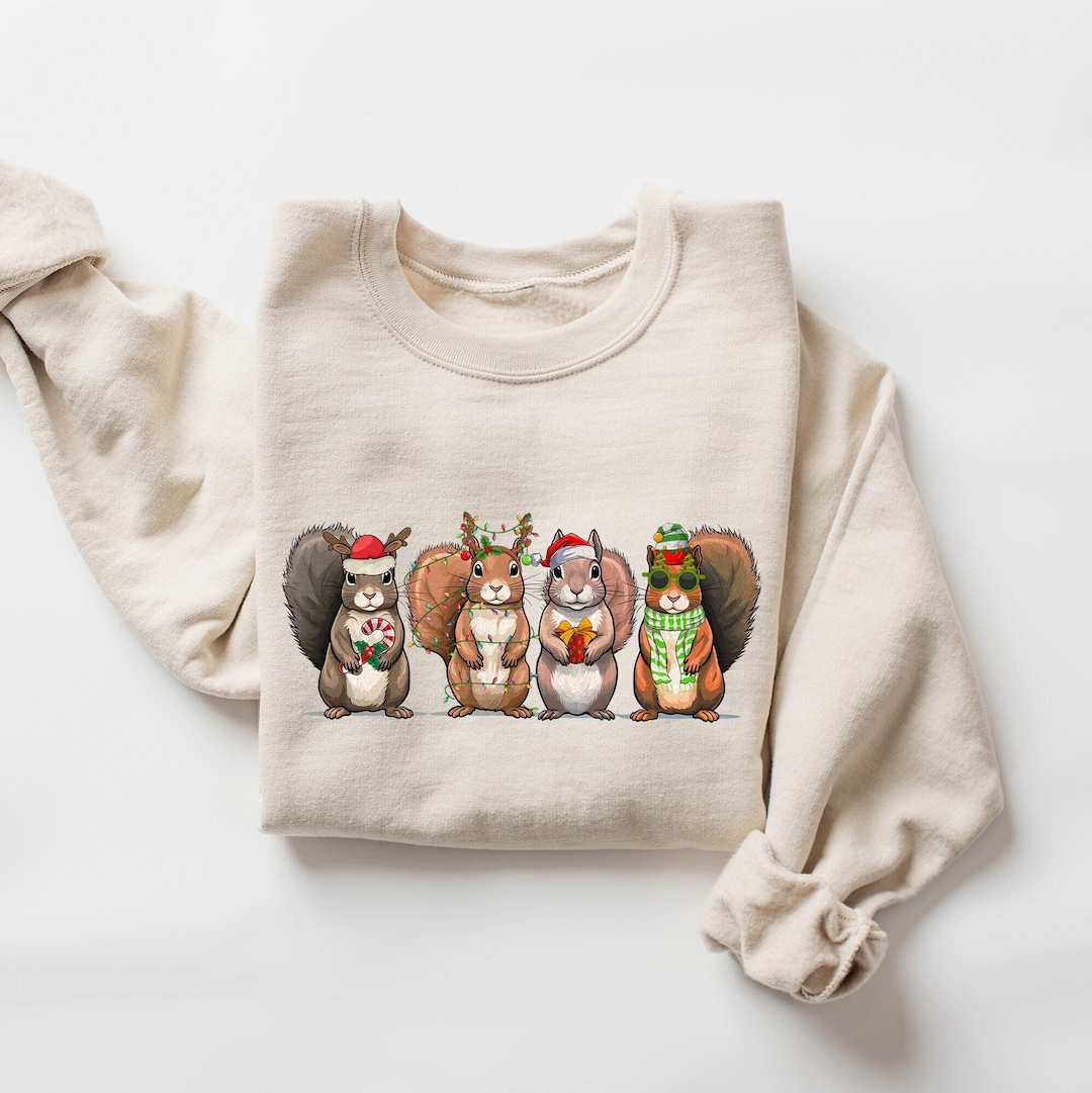 Christmas Squirrel Sweatshirt, Christmas Sweatshirt, Squirrel Lover ...