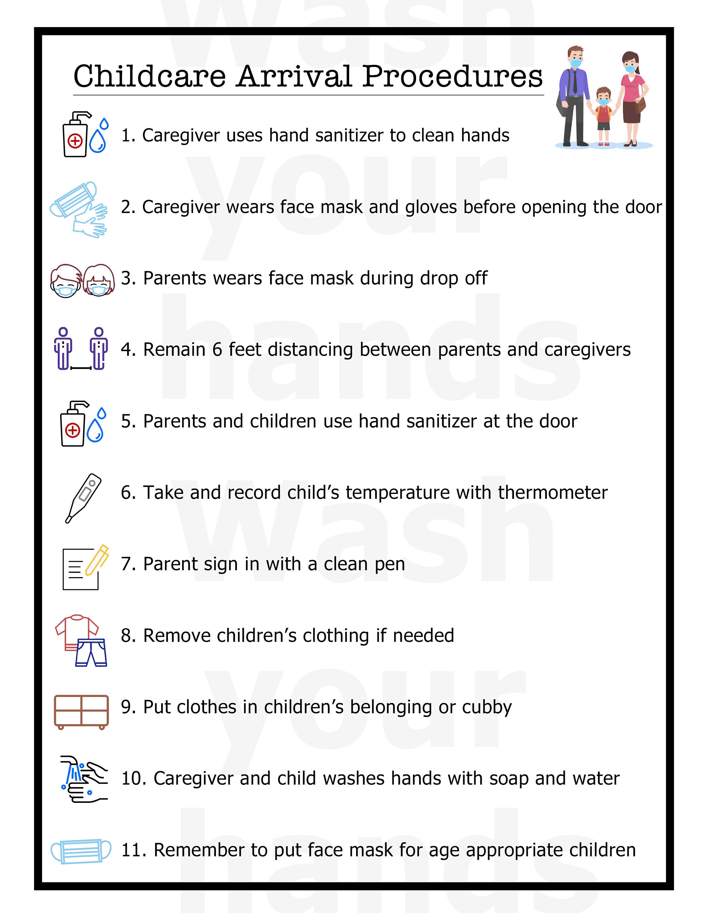 Childcare Arrival Procedure School and Daycare digital Download - Etsy ...
