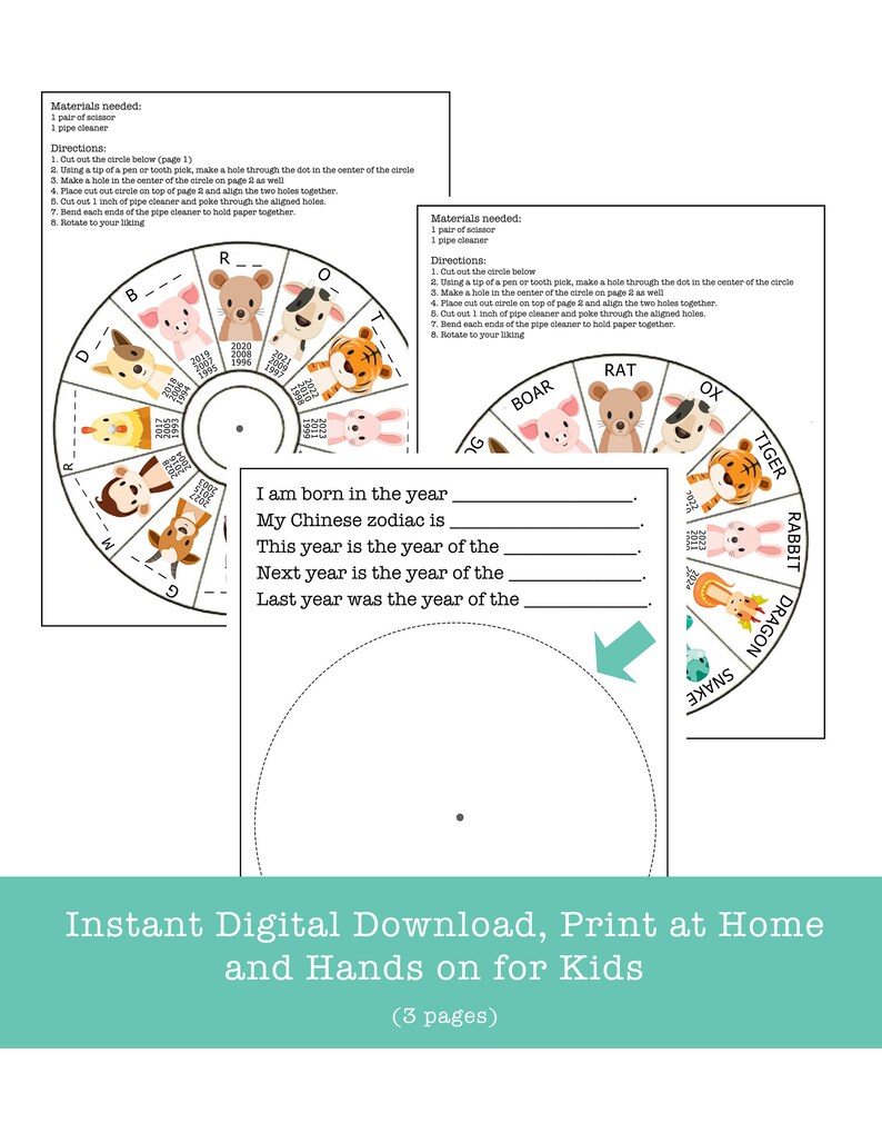 Printable DIY Zodiac Wheel for Kids | Instant Download - Etsy
