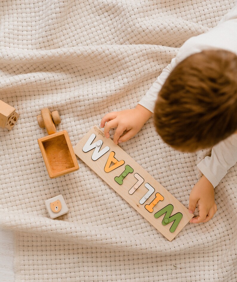 Personalized Name Puzzle With Pegs New Baby Gift Wooden - Etsy