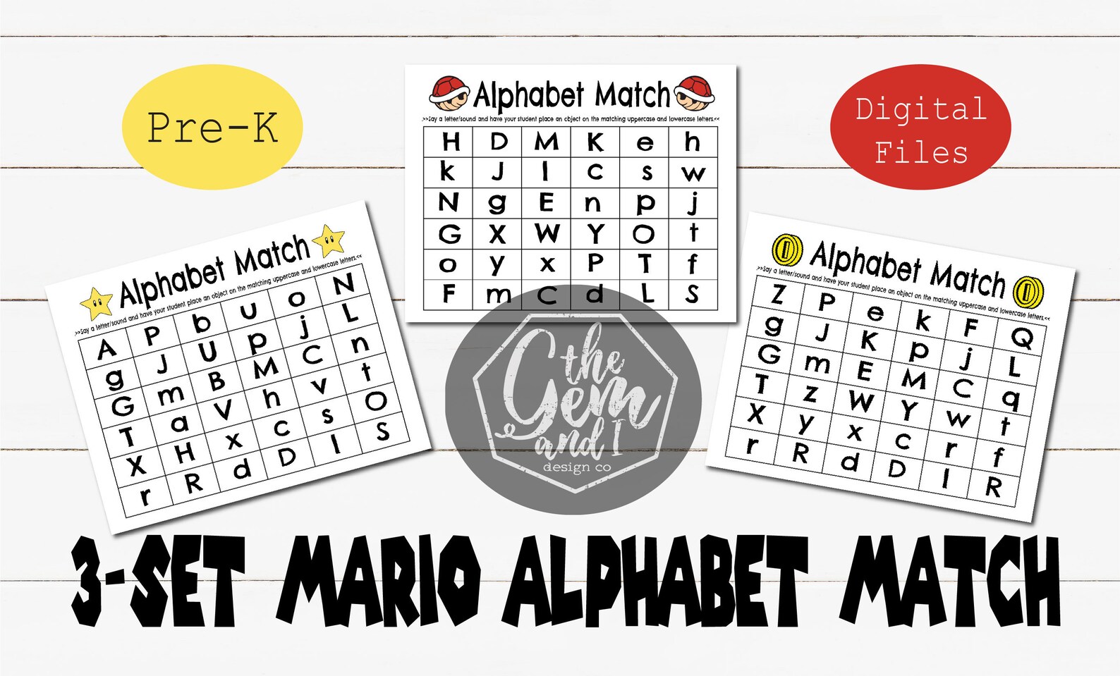 3 Set Mario-themed Alphabet Match Game Printables for Preschool ...