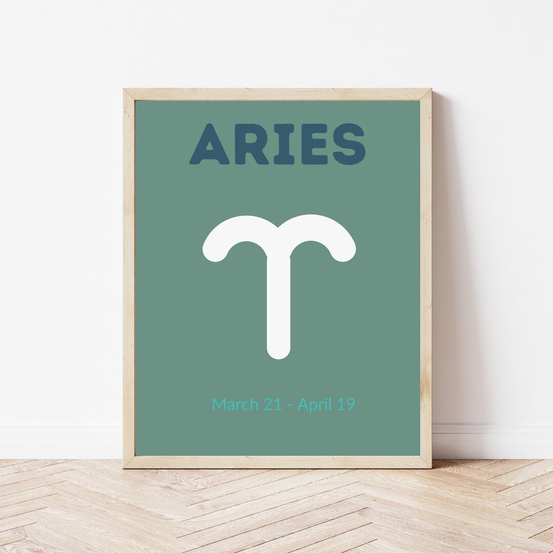 Aries Zodiac Sign Wall Art - INSTANT DOWNLOAD - Preppy Wall Decor ...