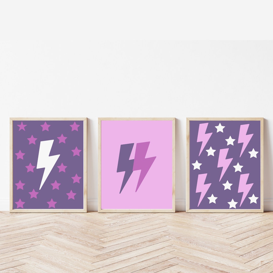 Lightning Bolts Wall Art - INSTANT DOWNLOAD - Preppy Printable Wall ...