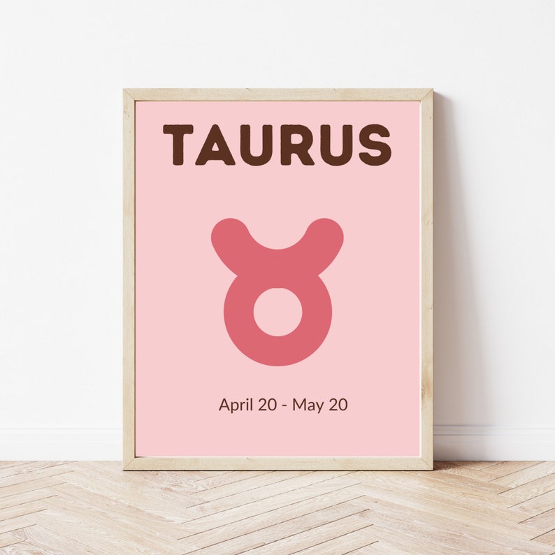 Taurus Zodiac Sign Wall Art - INSTANT DOWNLOAD - Preppy Wall Decor - Etsy