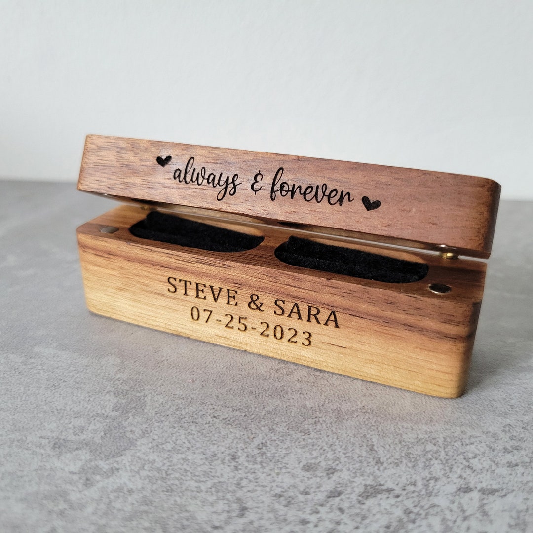 Custom Slim Wedding Ring Box, Wood Ring Box, Engagement Ring Box ...