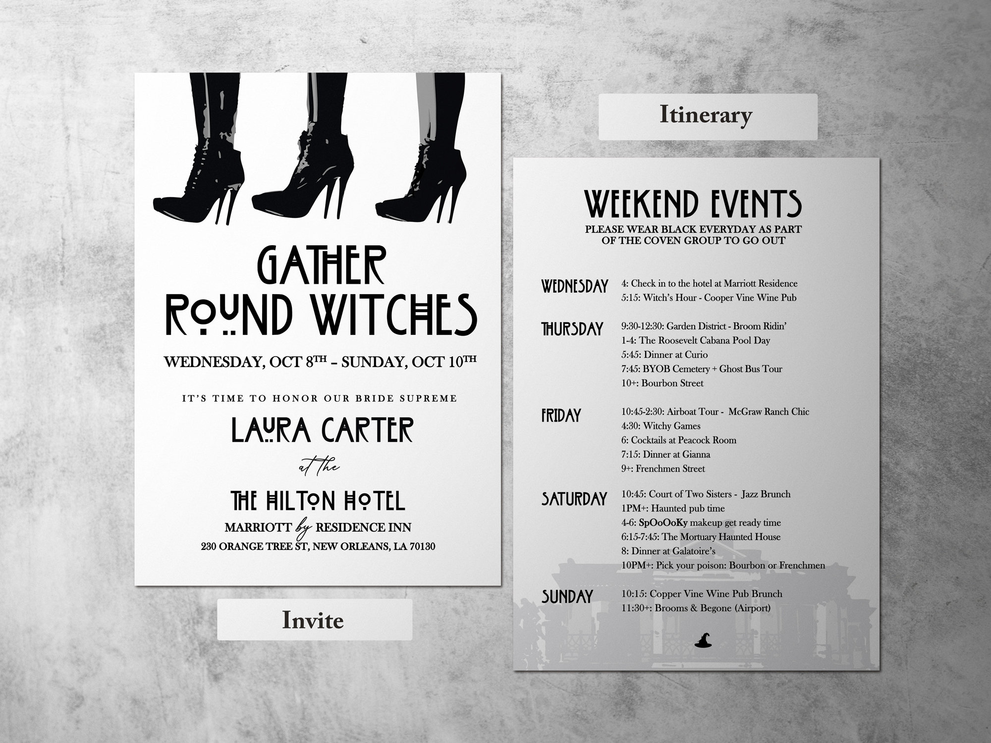 Coven American Horror Story AHS Themed Invitation Itinerary - Etsy