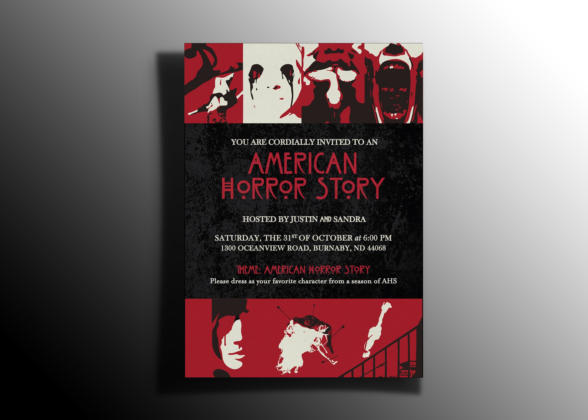 American Horror Story AHS TV Show Themed Invitations (black, Horror ...