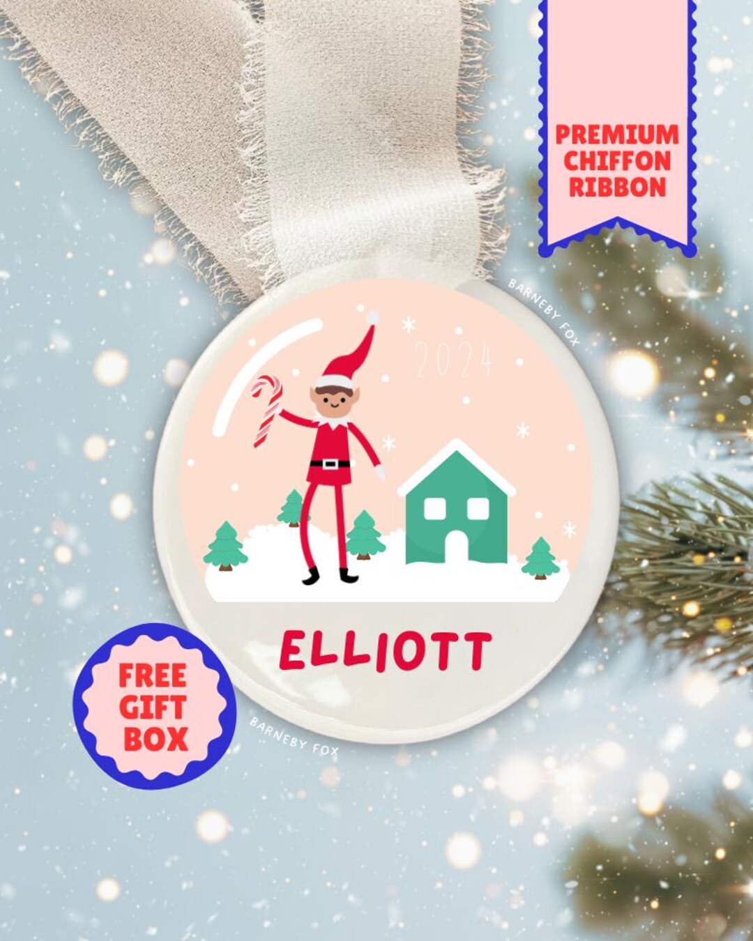 Personalized Elf Ornament, Ceramic Ornament, Holiday Keepsake, Custom ...