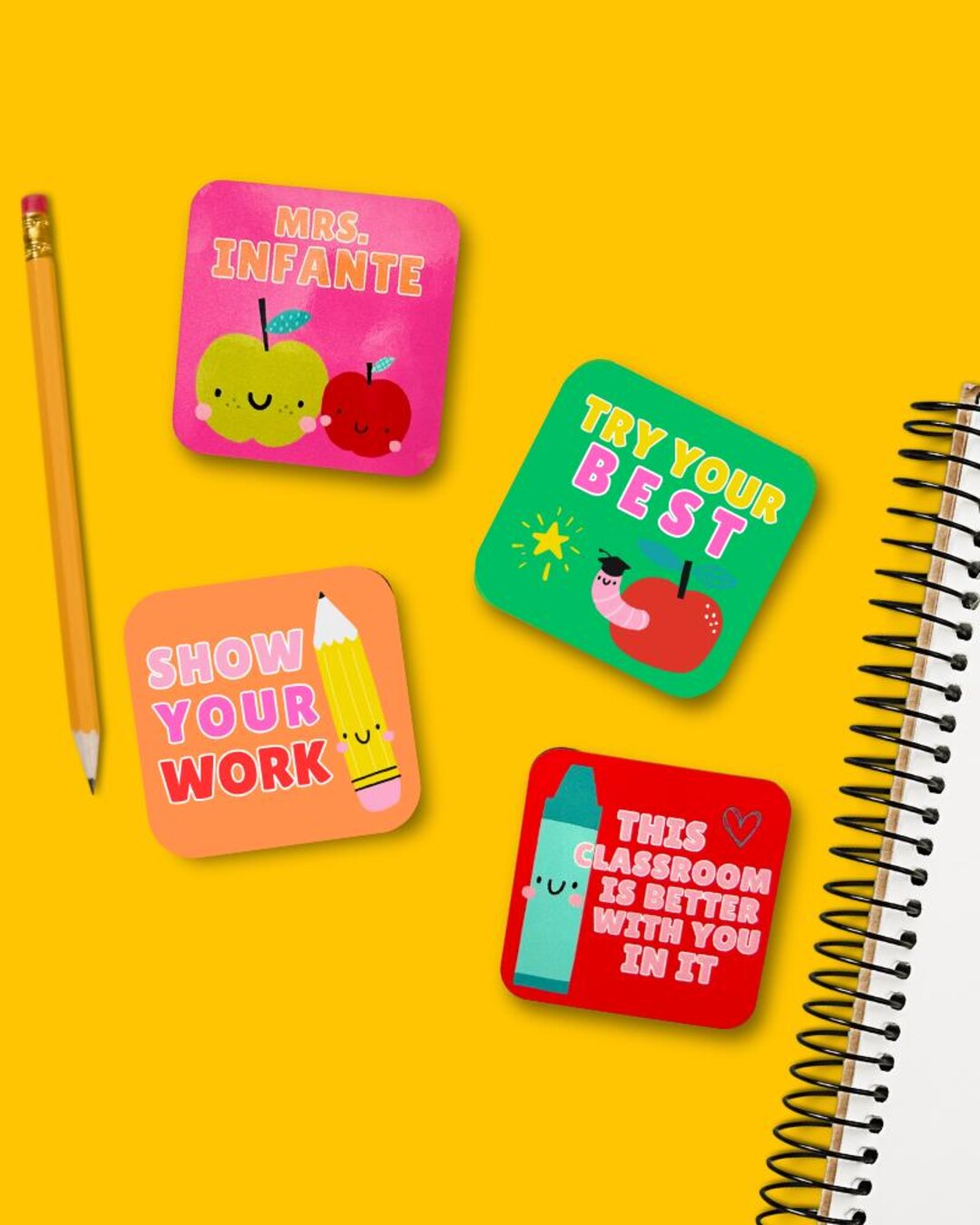 Classroom Magnet Set, Teacher Gift, Personalized Teacher Magnets, 3x3 ...