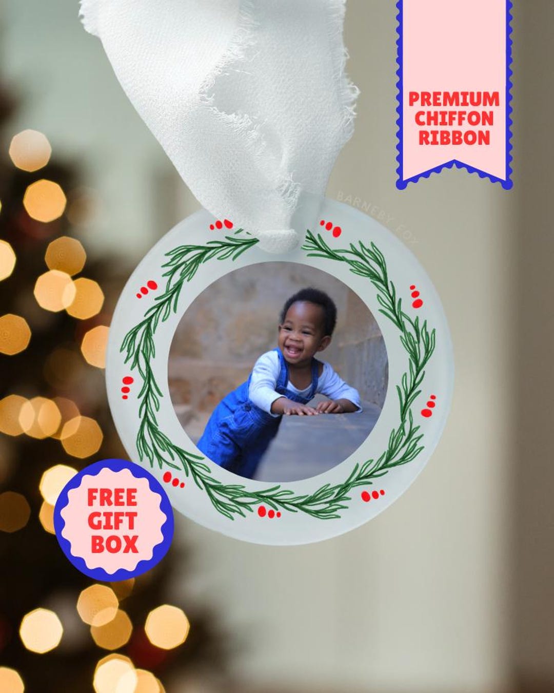 Photo Christmas Ornament, Personalized Frosted Glass, Family Photo ...