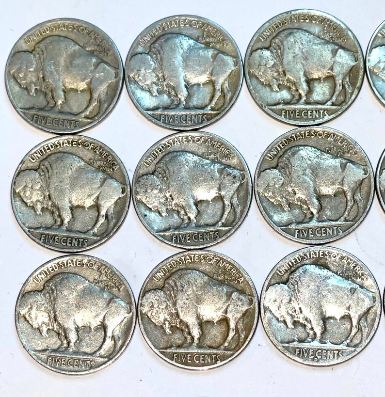 Buffalo Nickel Collection 1920-1938: 18 Vintage US Coins, Mintmarks D/S ...