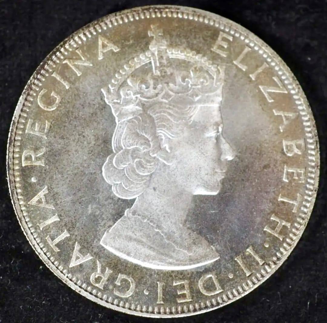 1964 Silver One Bermuda Crown 50% Silver One Crown Coin Lion & Shield ...