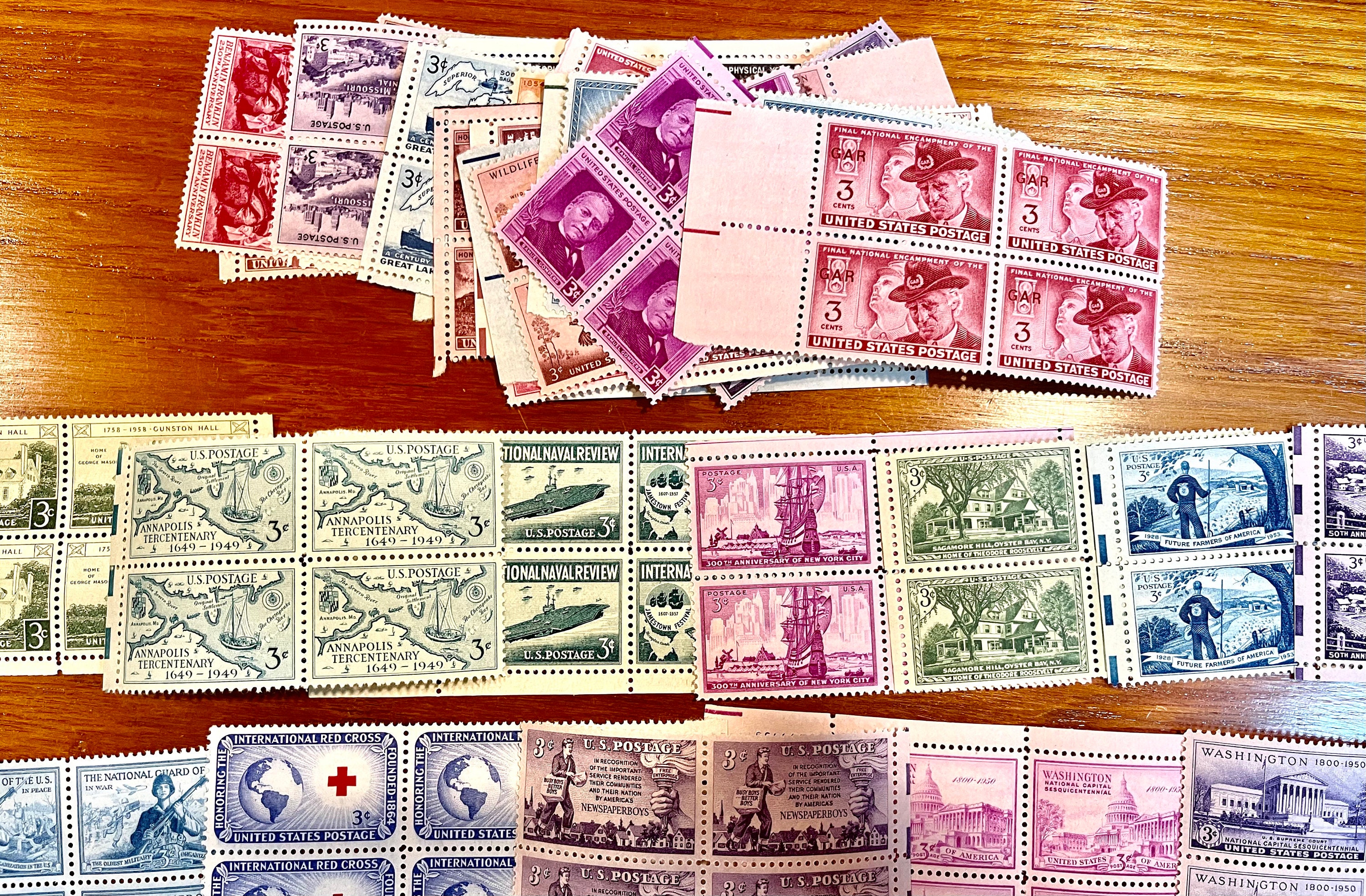 25 Different BLOCKS 4 Vintage US Postage Stamps: 1940s-50s ...