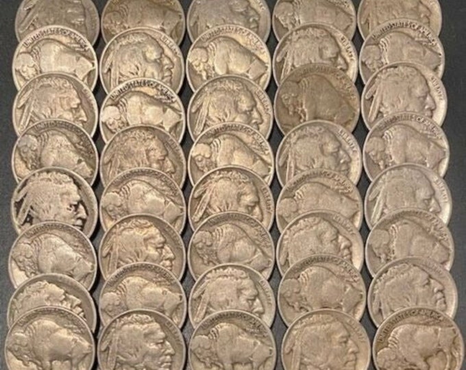 40 Mixed Buffalo Nickels Full Date 1935 to 1937 in a Sealed Bank Roll ...