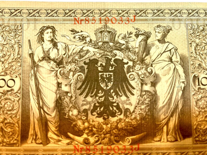 Antique Rare MINT World War I Era Germany 1000 Mark Reichsbanknote 112 ...