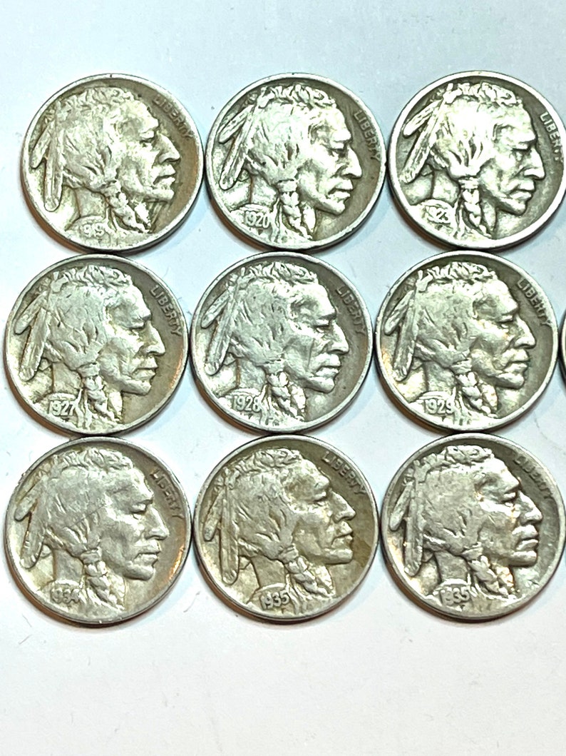 Buffalo Nickel Collection 1920-1938: 18 Vintage US Coins, Mintmarks D/S ...