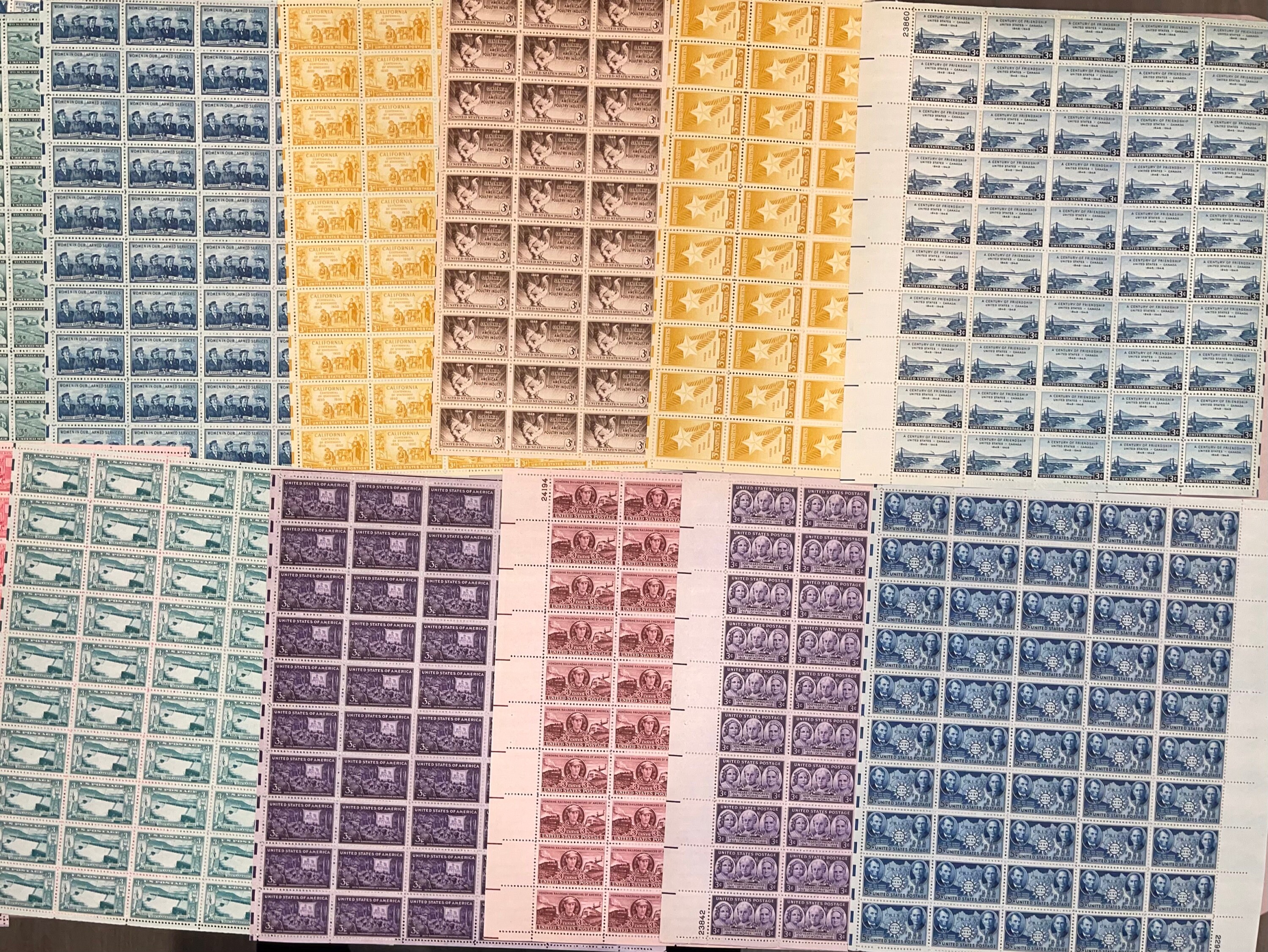 10 Vintage US Postage Sheets: 1945-1958, 3c Commemorative, MNH - Etsy