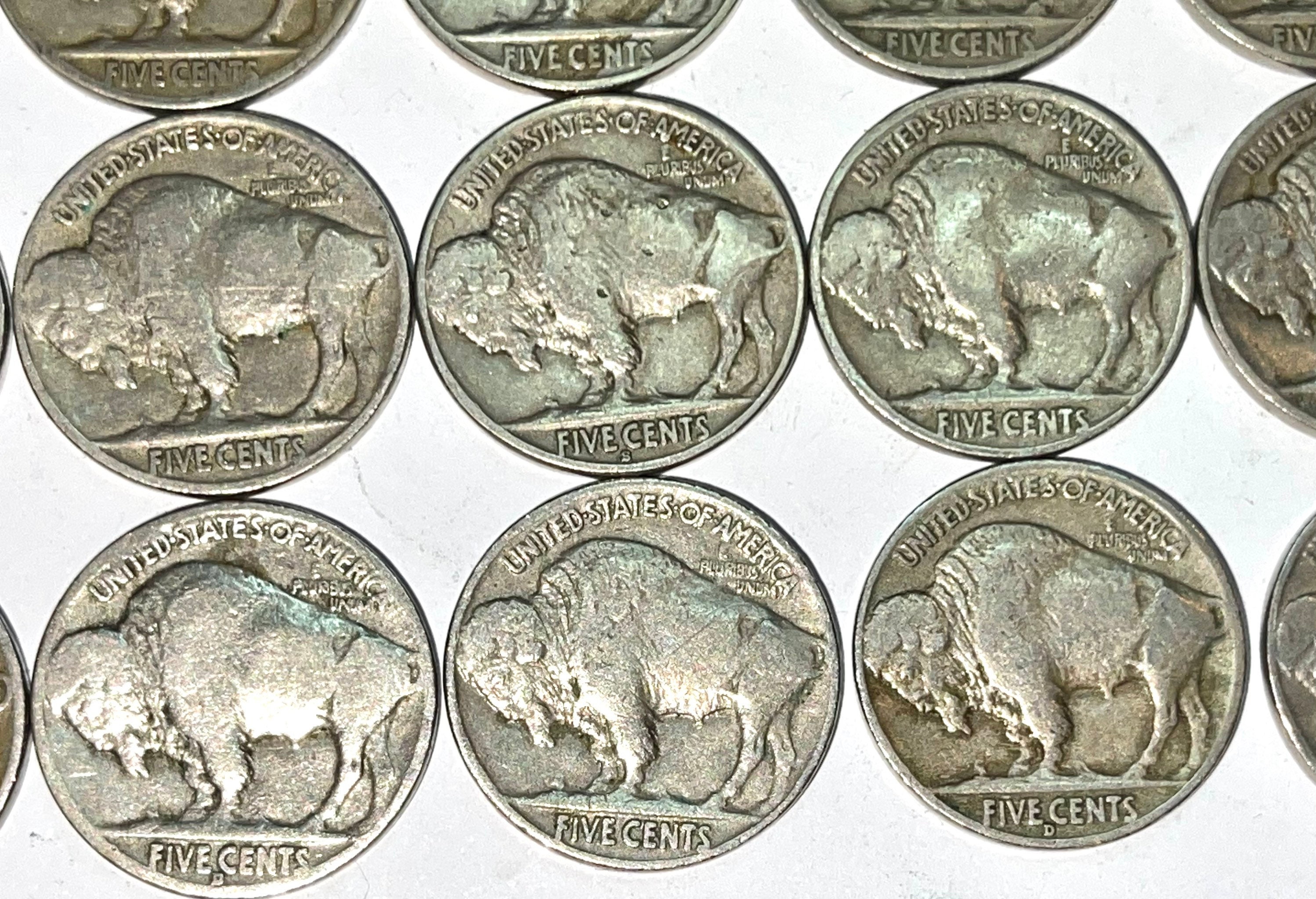 1919-1937 18 Full Date Historical Buffalo Nickel Collection Includes ...