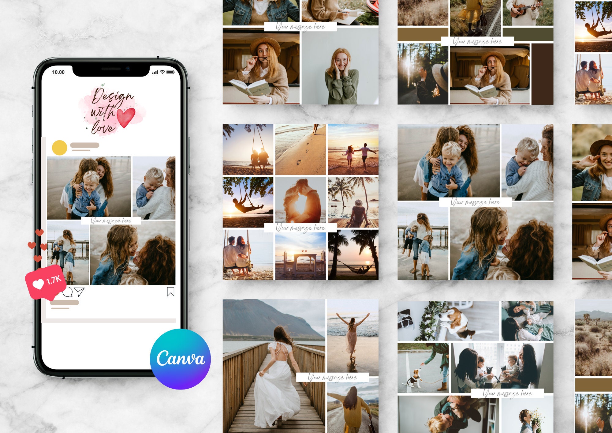 Instagram Post Photo Collage Square Template - 6 Different Layout - Etsy