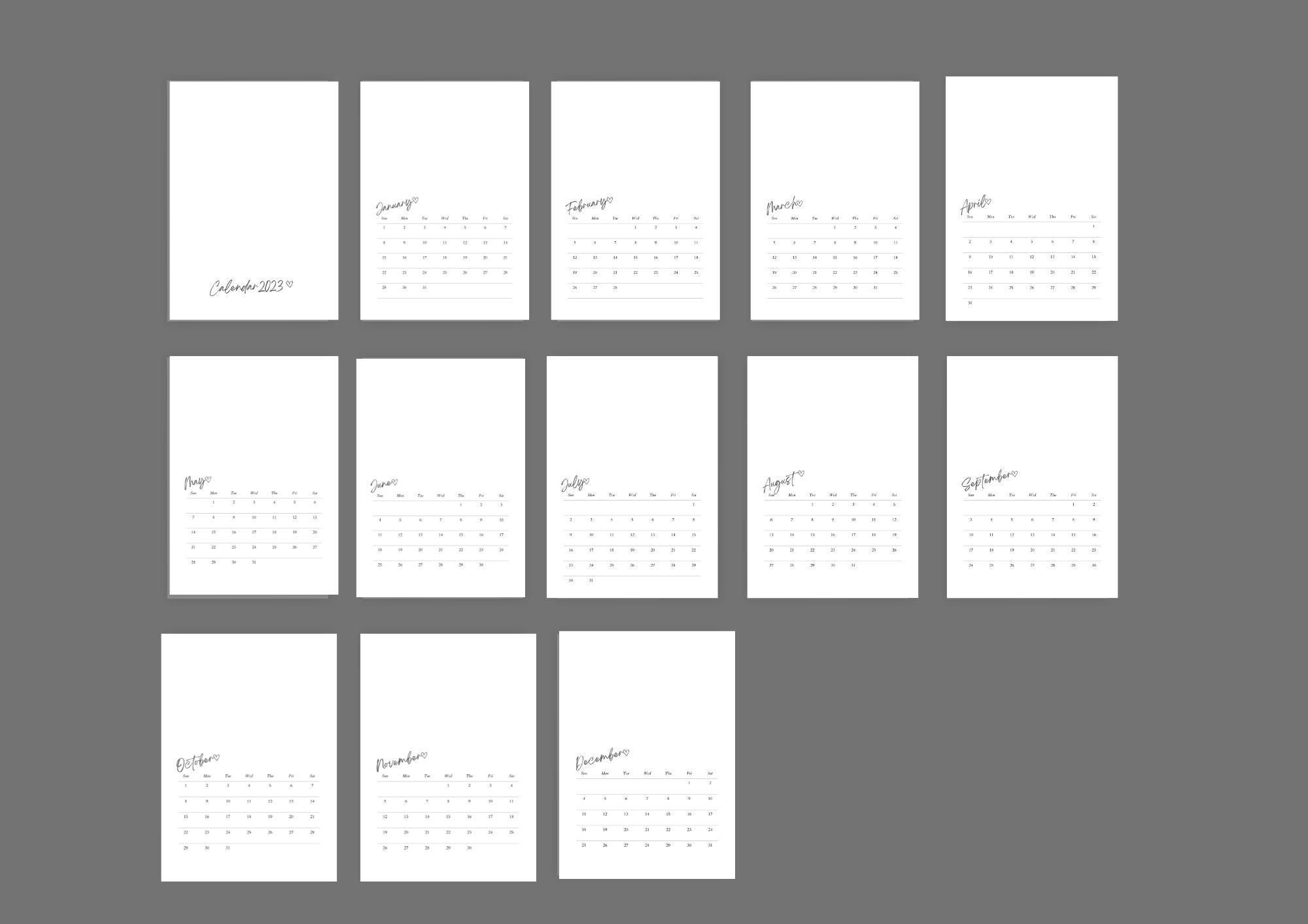 2023 Calendar Canva Template 100% Editable - Etsy