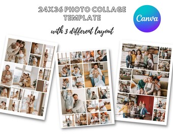 24x36 Photo Collage Canva Template for 50 Photos - Etsy