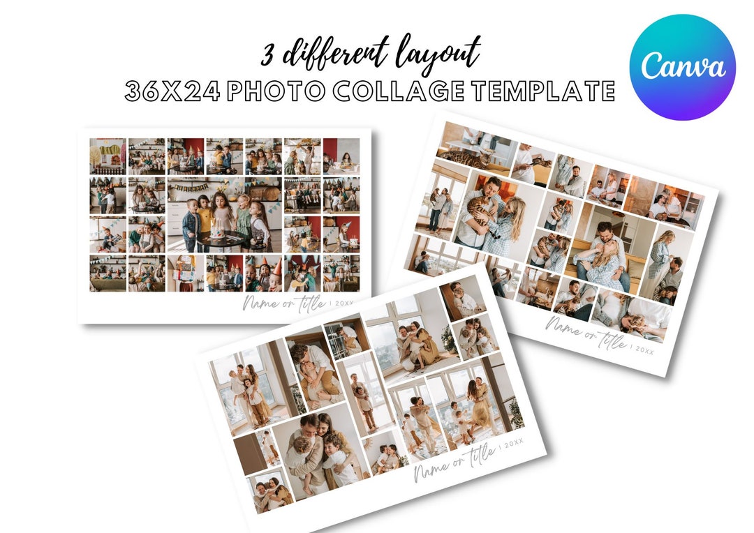 36x24 Photo Collage Landscape Canva Template - Etsy