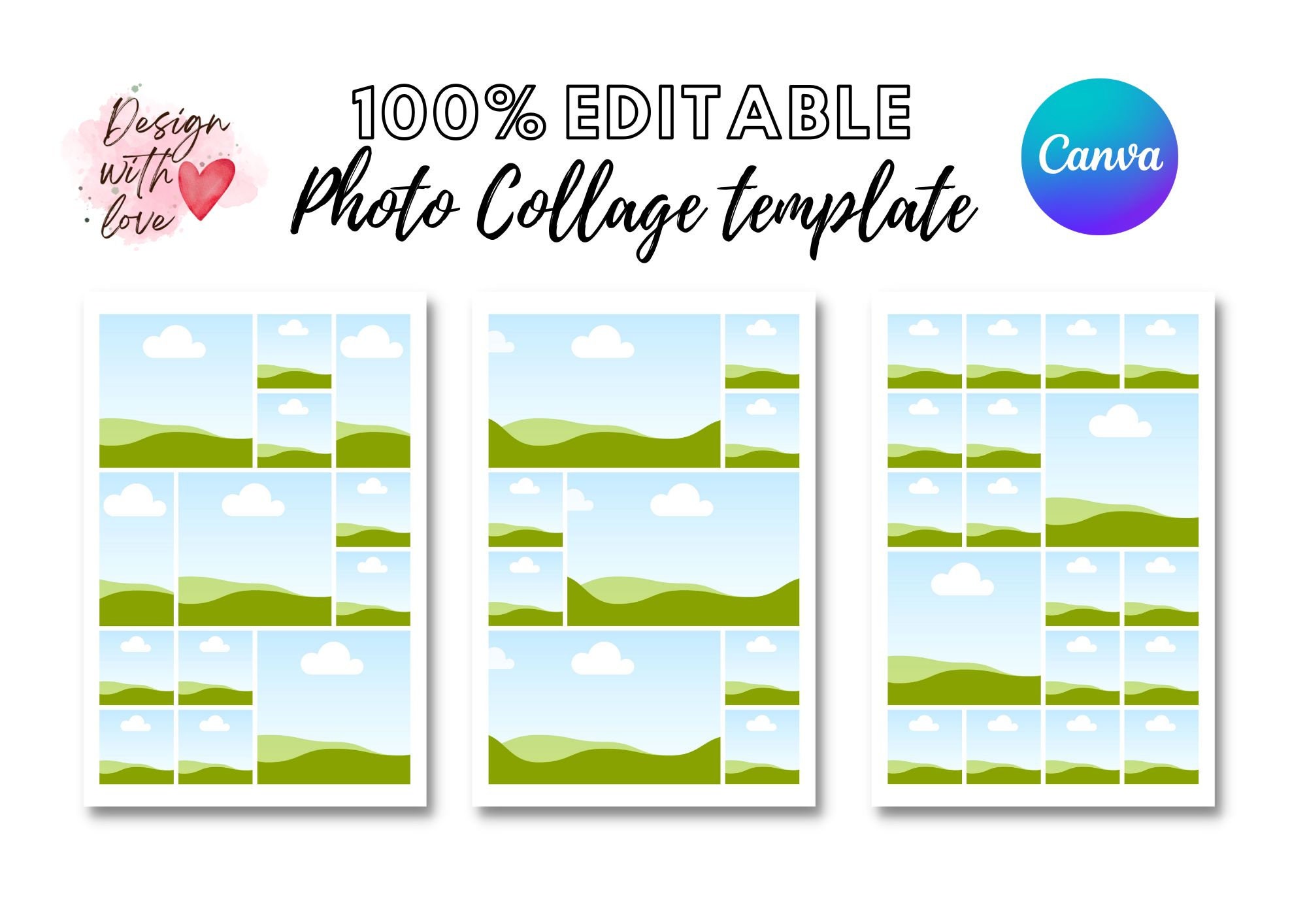 24x36 Photo Collage Canva Template - Etsy