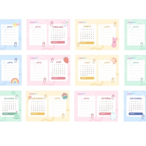 2024 Calendar Simple Cute Pastel Color Editable Printable Canva ...