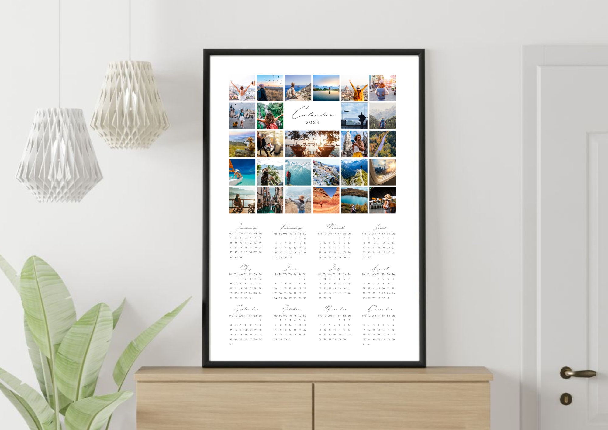 2024 Photo Wall Calendar Canva Template 24x36 Inches Fully Editable - Etsy
