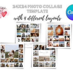 24x24 Square Collage Canva Template-100% Editable - Etsy
